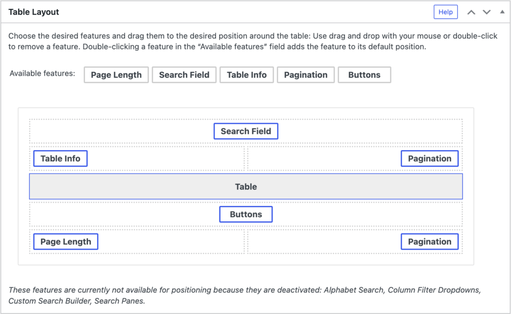 Table Layout · TablePress