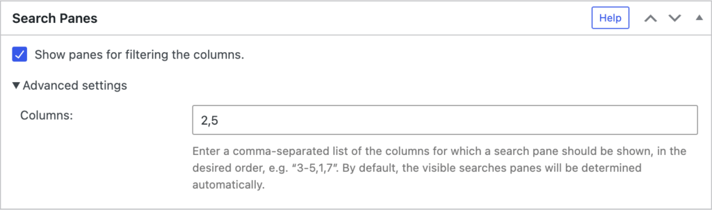 Search Panes · TablePress