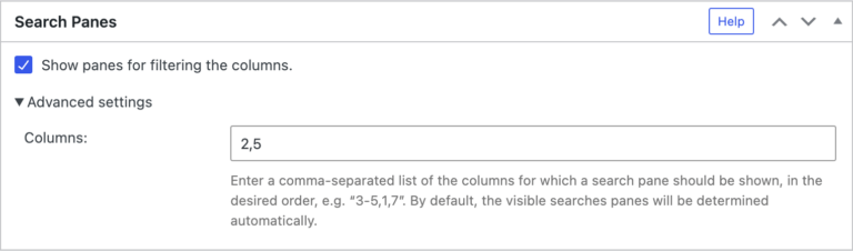 Search Panes · TablePress