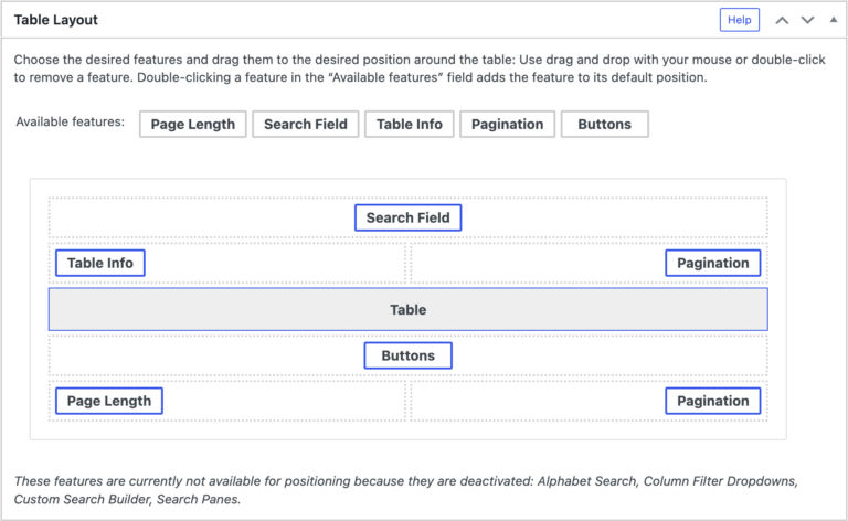 Table Layout · TablePress